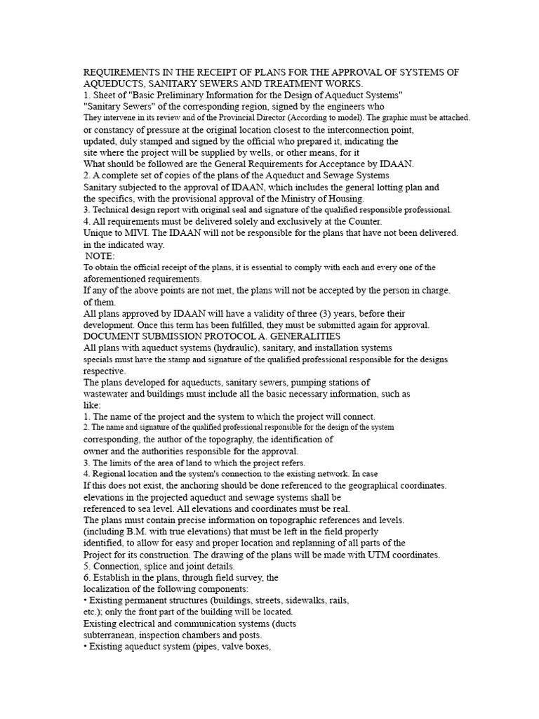 Aqueduct and Sewer System Approval Guide | PDF | Pipe (Fluid Conveyance ...