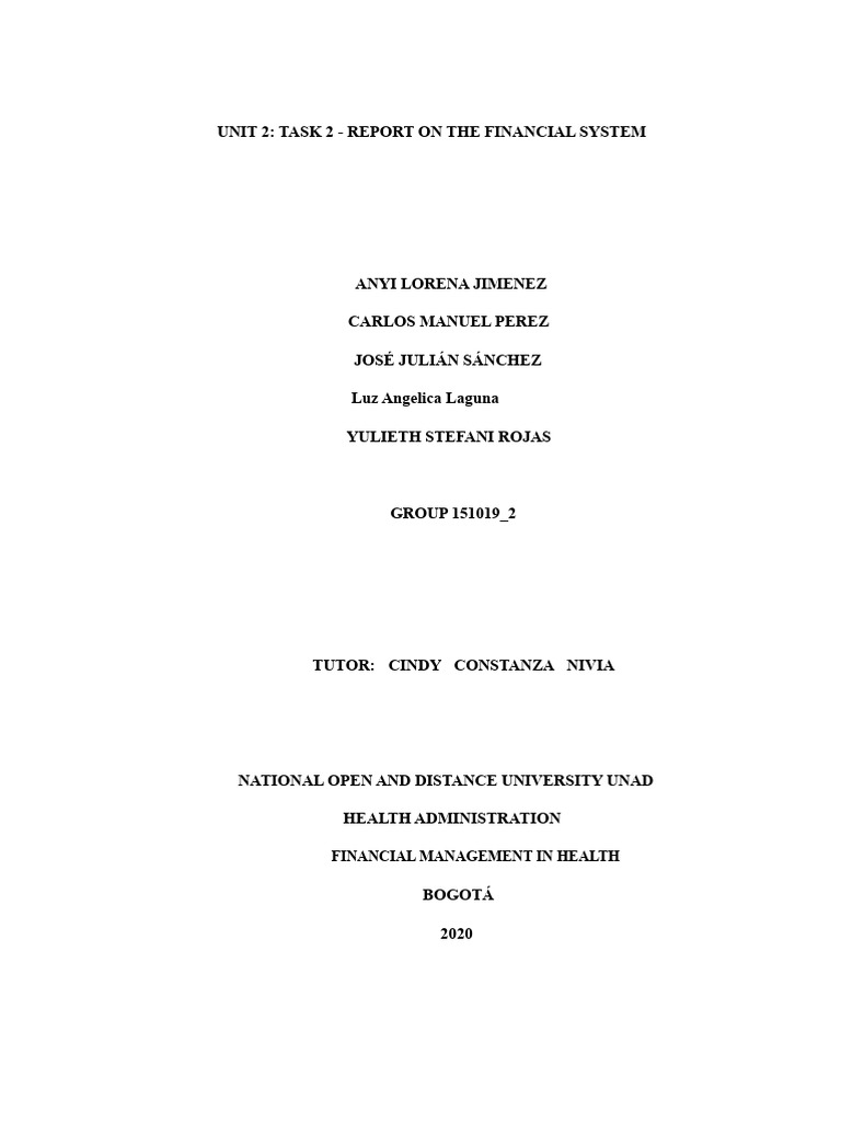 Collaborative - Unit 2-Task 2 - Financial System Report | PDF | Balance Sheet | Debt