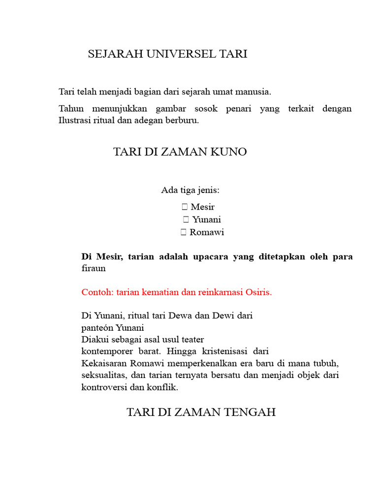 SEJARAH DUNIA TARI | PDF
