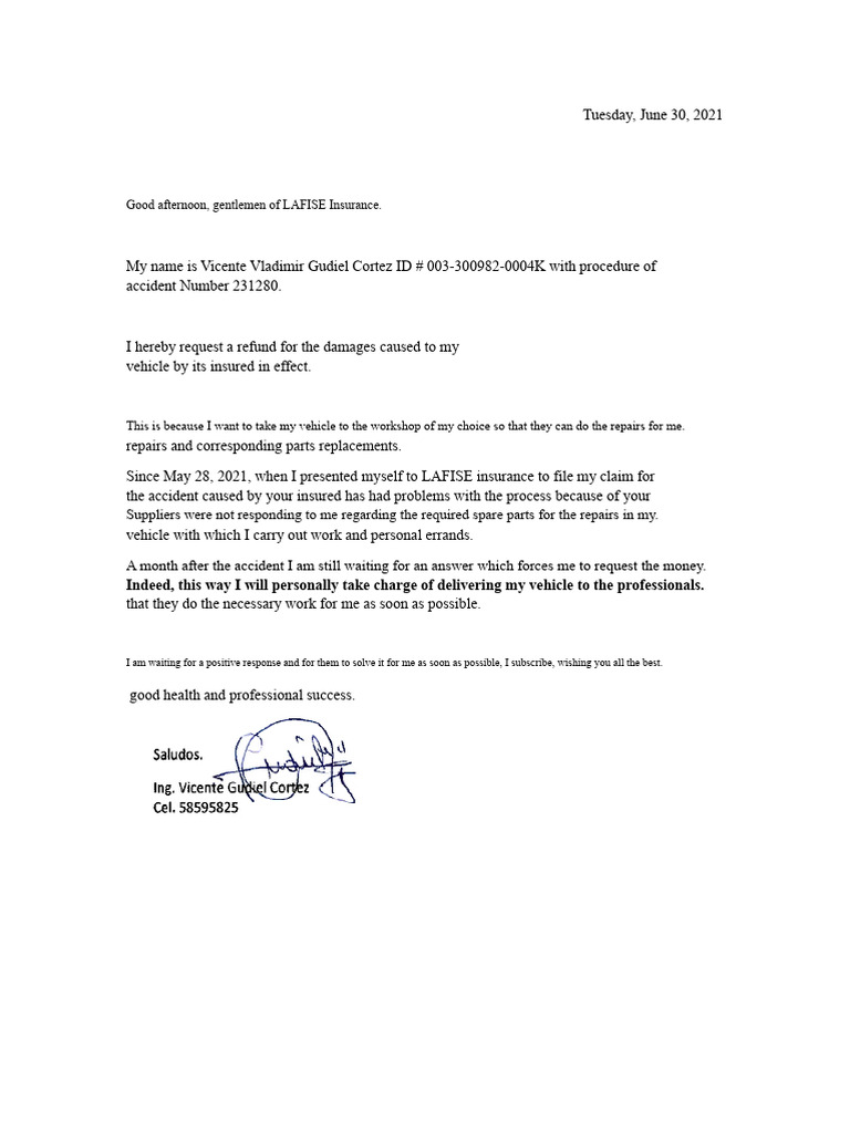 Lafise Letter - Cash Request | PDF