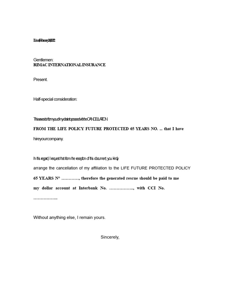 Request For Policy Cancellation | PDF