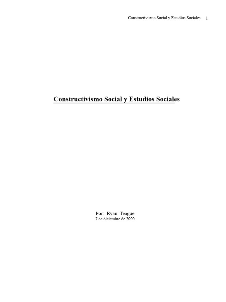 Enfoques Constructivistas en La Enseñanza de Estudios Sociales | PDF | Constructivismo ...
