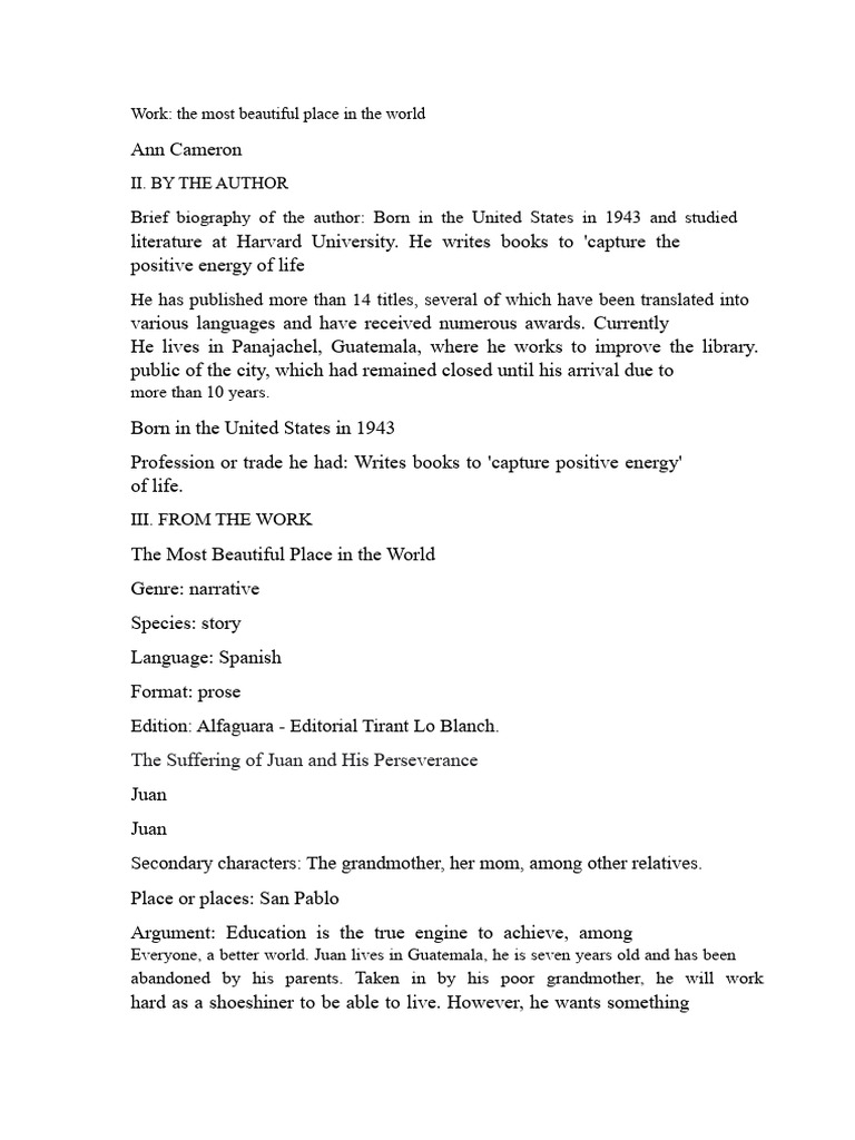 The Most Beautiful Place: A Story of Hope | PDF