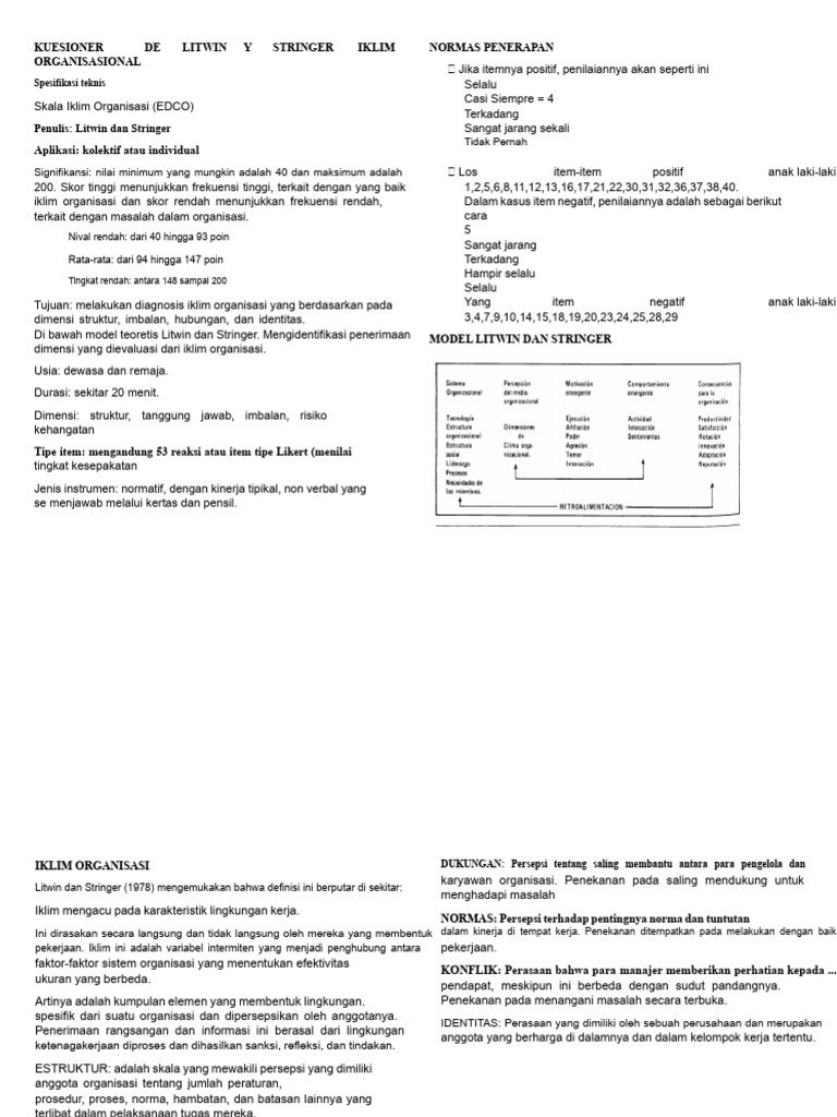 Kuesioner Litwin Dan Stringer | PDF