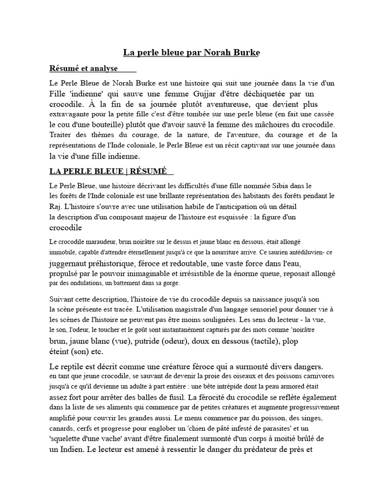Analyse de "La Perle Bleue" de Norah Burke | PDF | Phrase