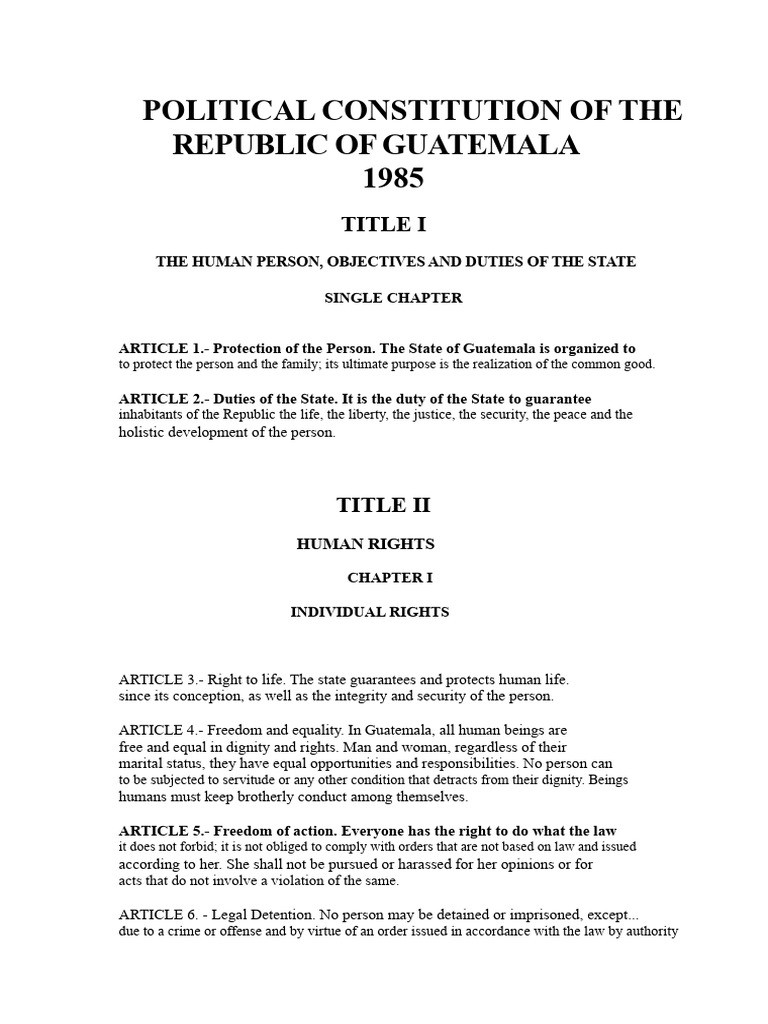 Political Constitution of The Republic of Guatemala PDF | PDF | Salary ...