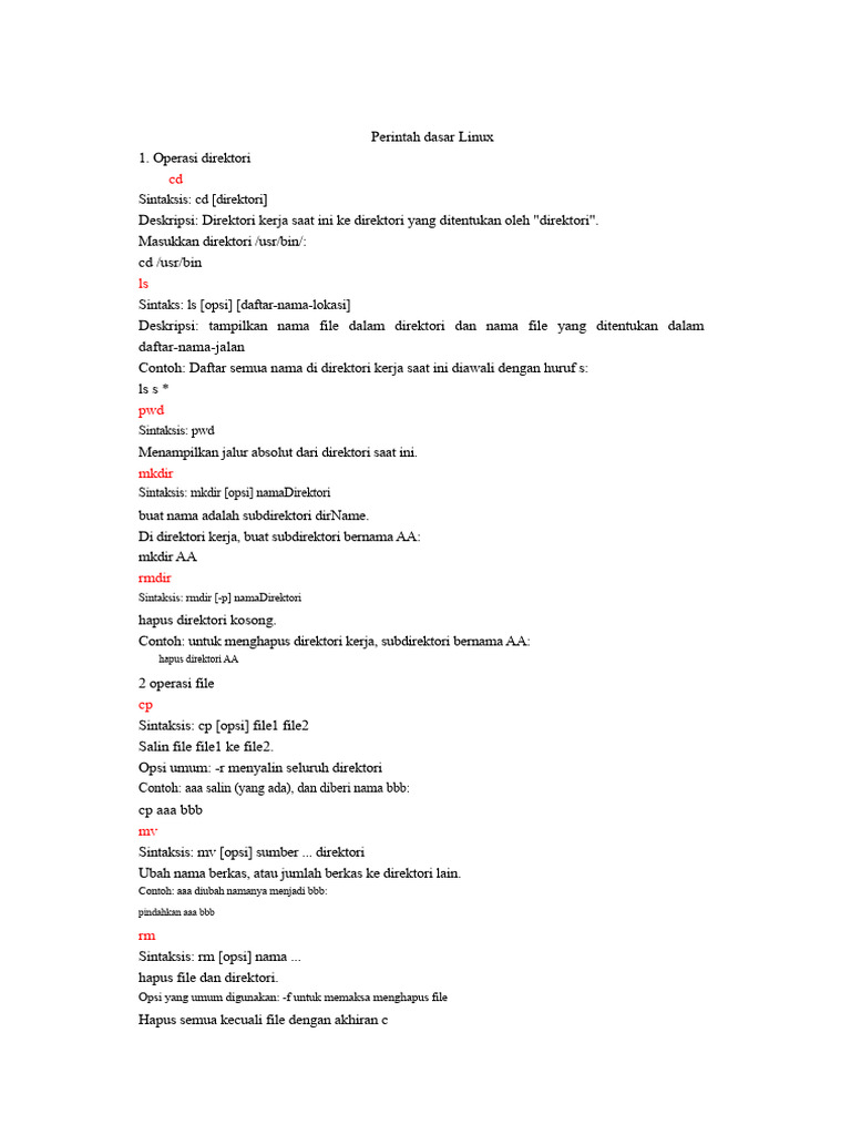 Perintah Dasar Linux PDF | PDF