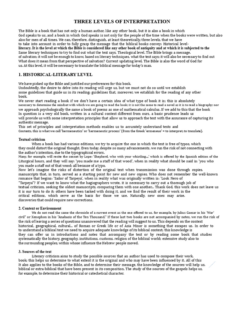 Three Levels of Interpretation | PDF | Bible | Jesus