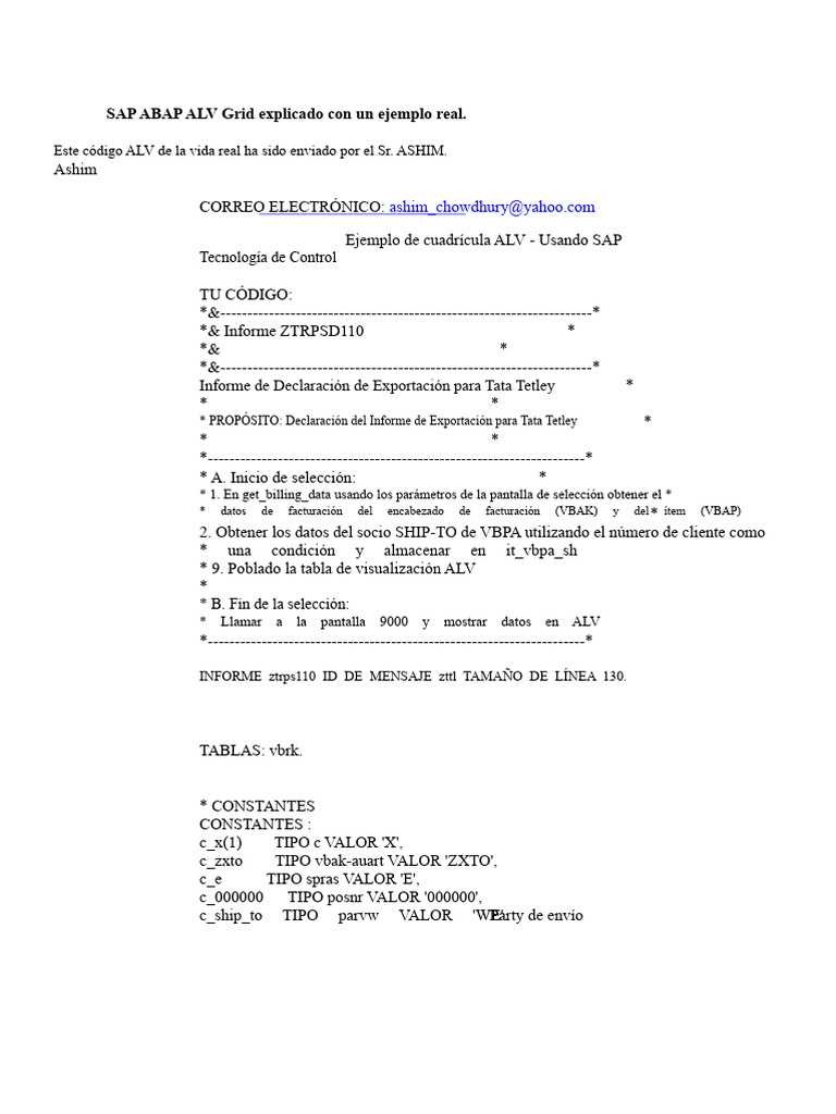 SAP ABAP ALV Grid Explicado Con Un Ejemplo Real | PDF | Ciencias de la Computación | Ingeniería ...