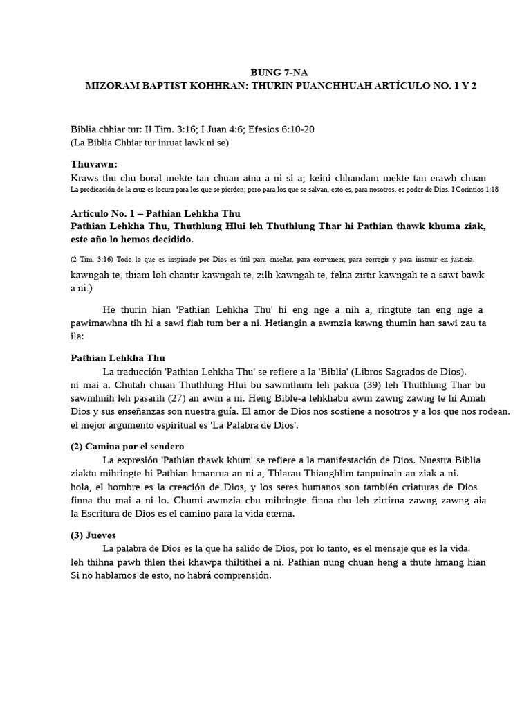 Artículo 1, 2, 3, 4 de BCM Thurin Puanchhuah | PDF | Dios | Creencia religiosa y doctrina