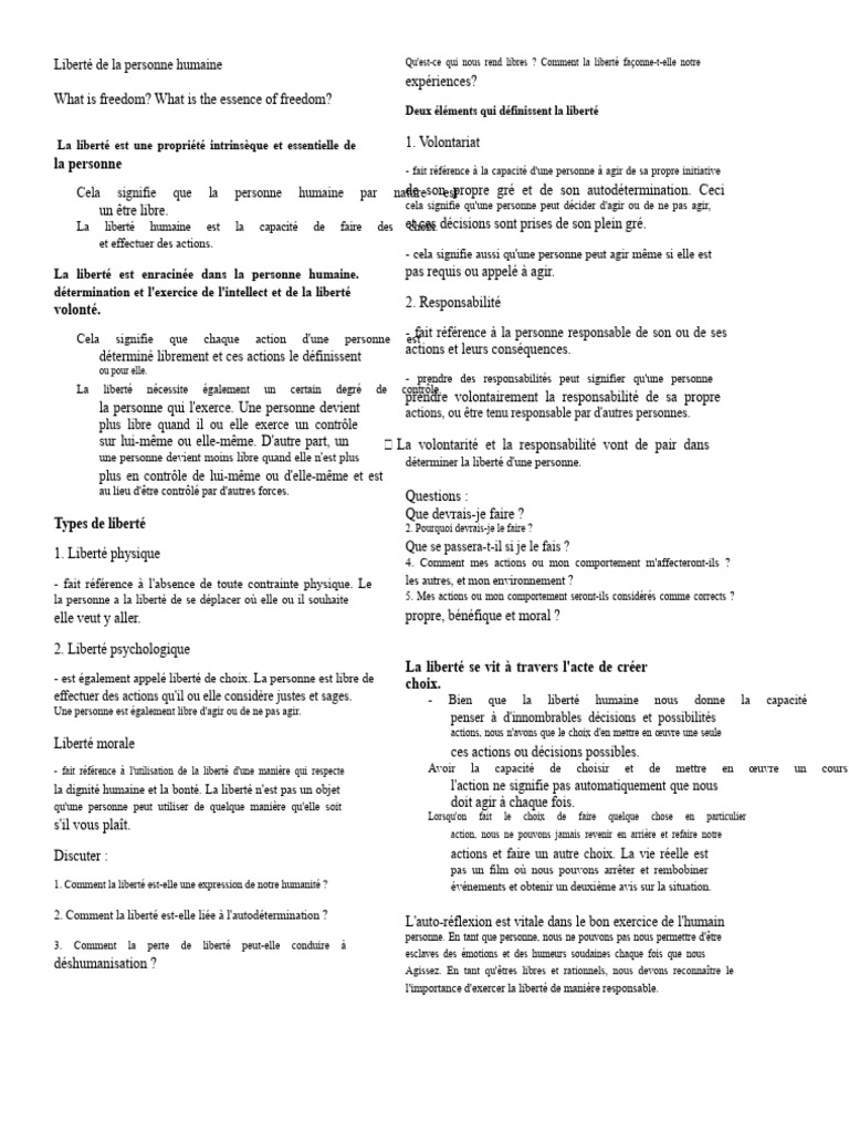Liberté de La Personne Humaine | PDF | Liberté