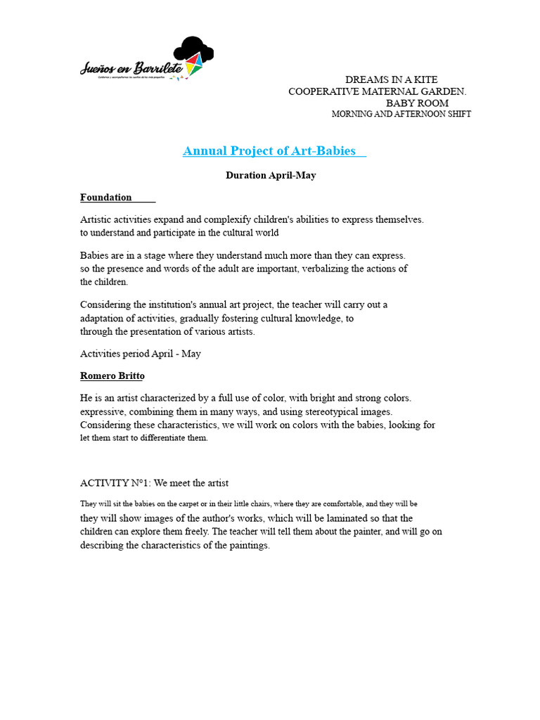 Annual Art Project for Babies April-May | PDF