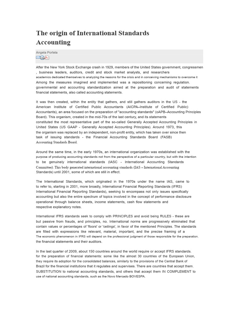 The Origin of International Accounting Standards | PDF | International ...