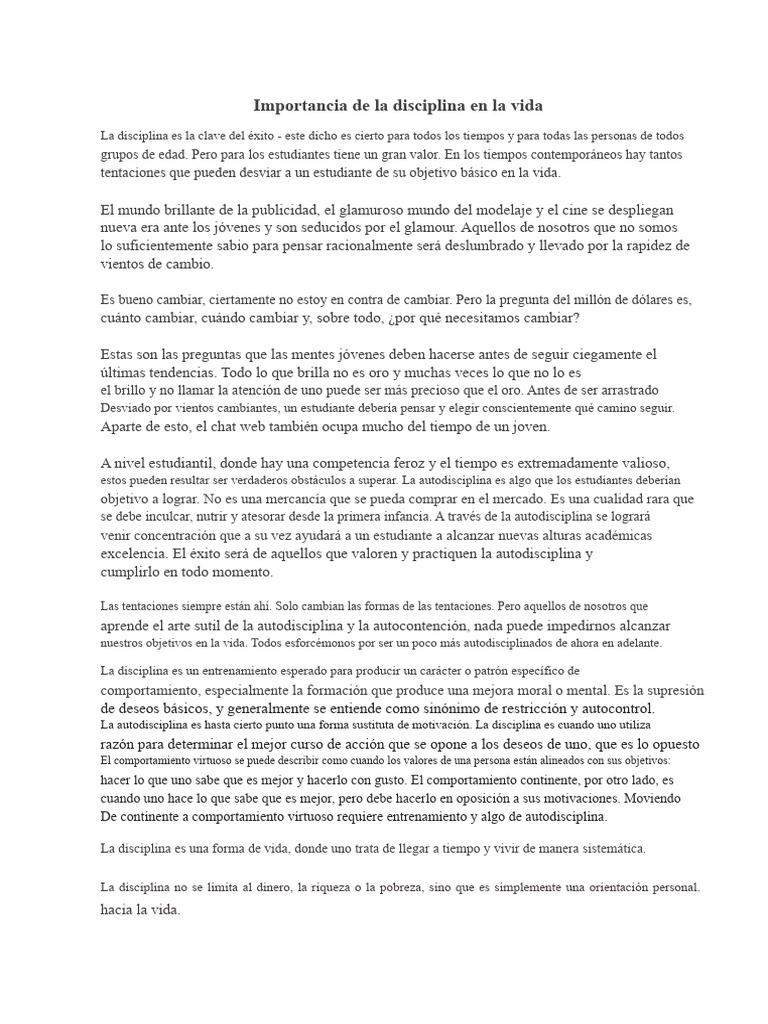 La Disciplina: Clave del Éxito Estudiantil | PDF | Disciplinas | Motivación