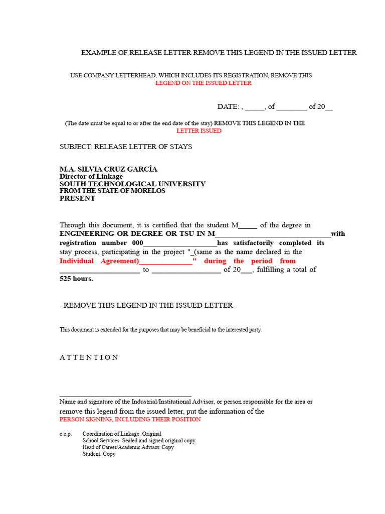 Letter of Release | PDF