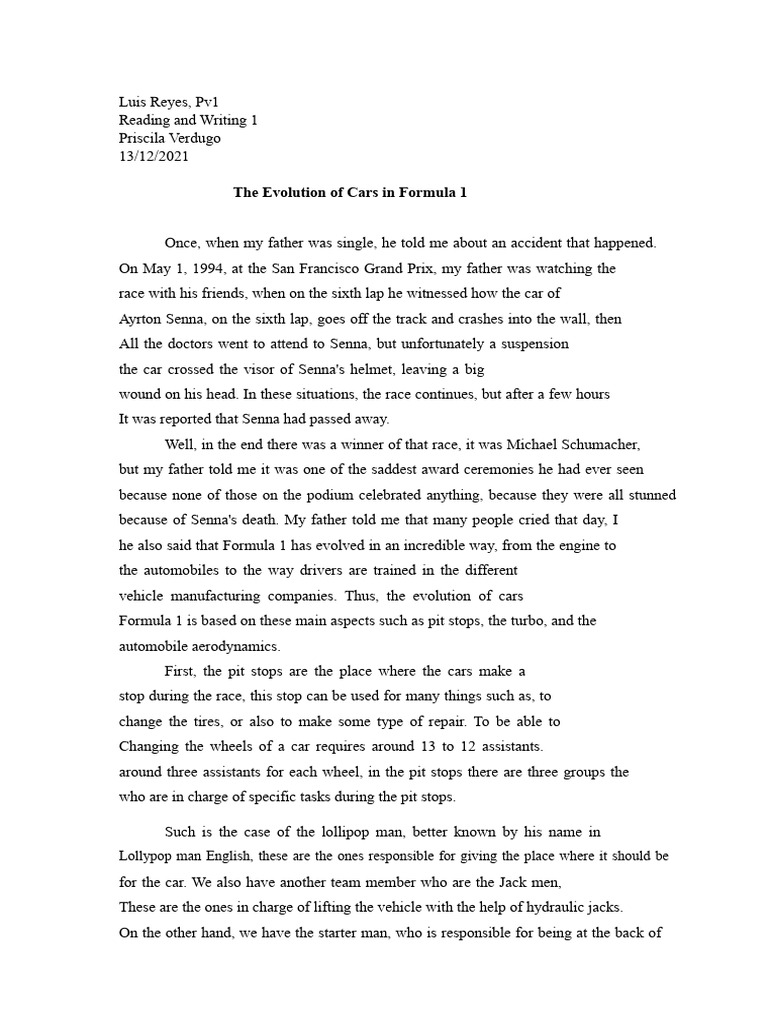 Essay (The Evolution of Cars in Formula 1) | PDF | Turbocharger ...