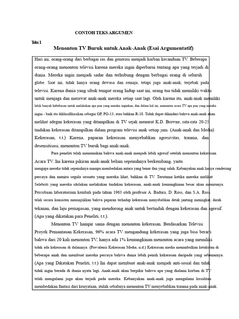 Contoh Esai Argumentatif | PDF