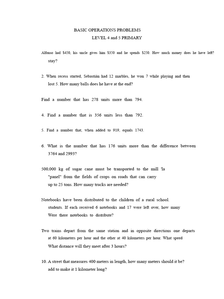 Basic Operations Problems | PDF