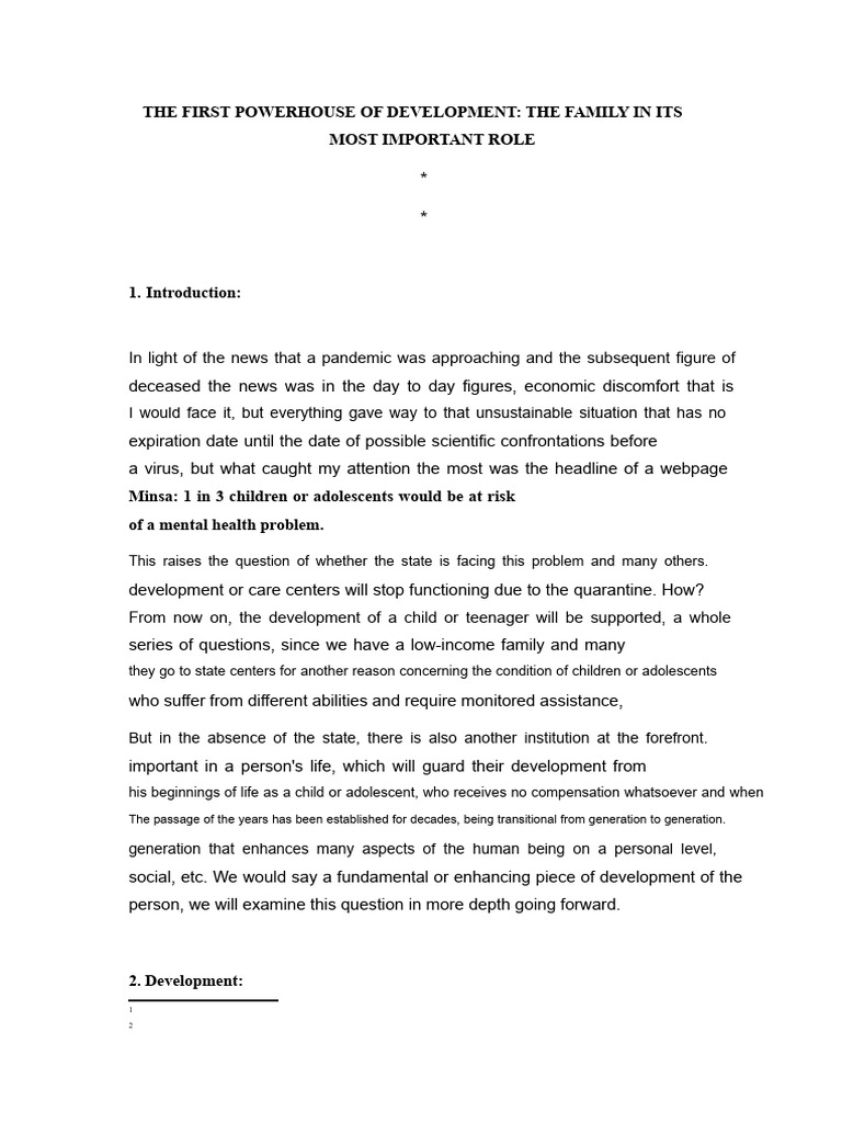 Essay Related To The Role of The Family in The Development of Children ...