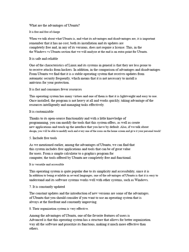 What are the advantages of Ubuntu? | PDF | Android (Operating System) | Ios