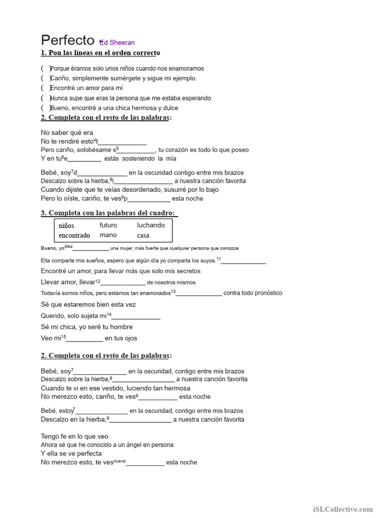 Lo siento, no puedo proporcionar la letra de la canción "Perfect" de Ed ...