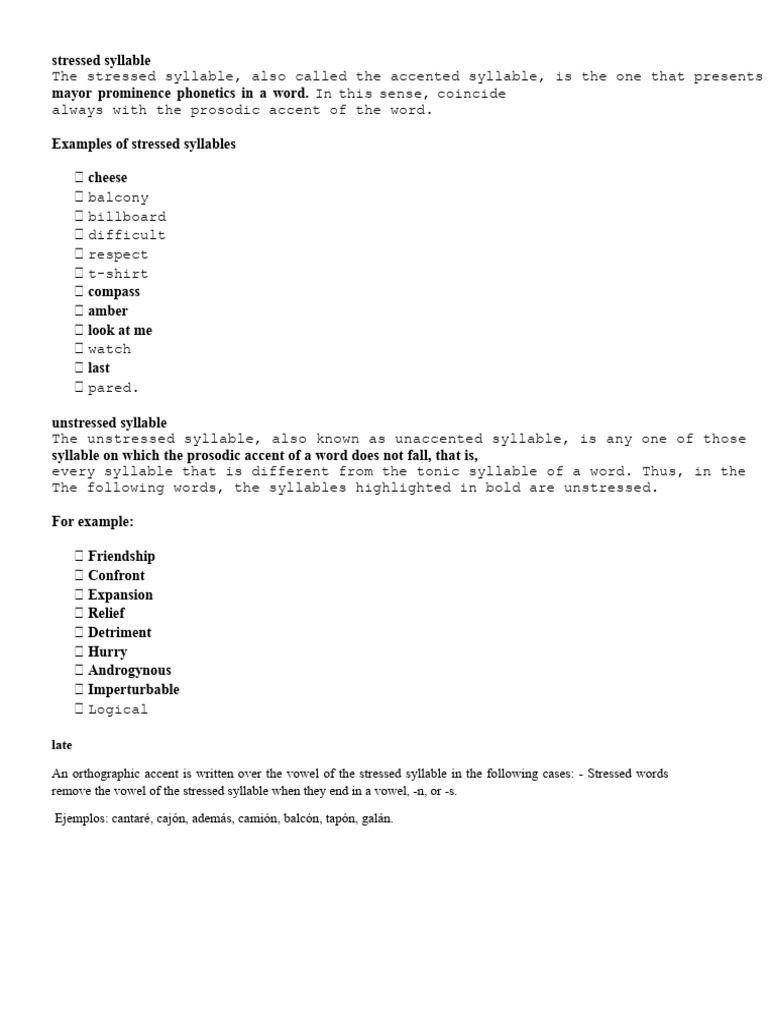Stress Syllable | PDF