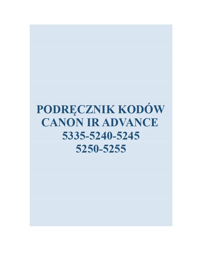 Manual Kodów Canon Ir Advance 5250i | PDF
