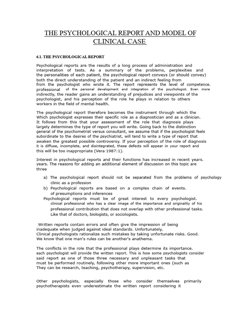 Understanding Psychological Reports | PDF | Psychology | Anxiety