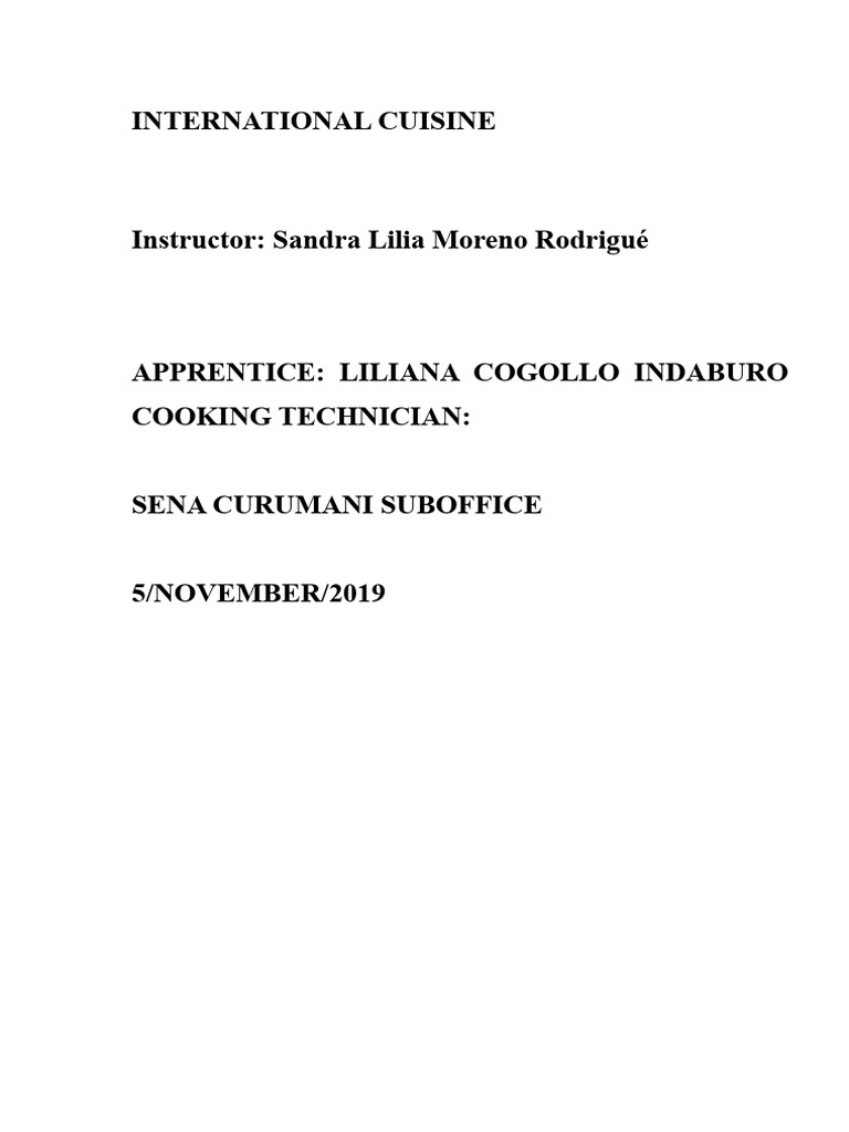 International Cooking Questionnaire Liliana | PDF | Cuisine | American ...