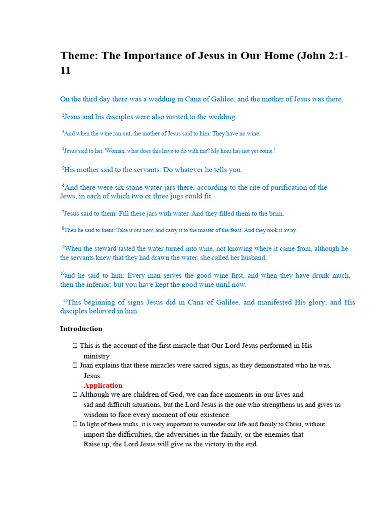 Theme The Importance of Jesus in Our Home | PDF | Jesus | Religious ...