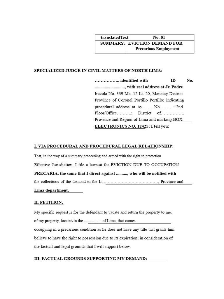 Eviction Pdf Lawsuit Right To Property