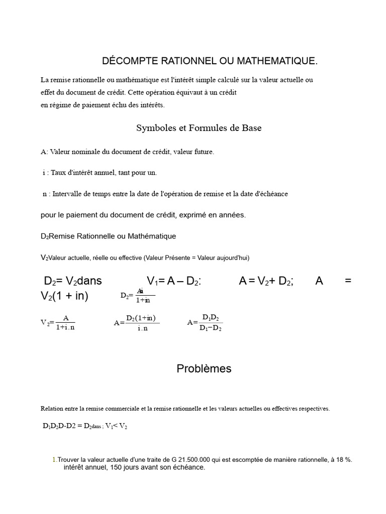 Remise Rationnelle : Calculs et Formules | PDF