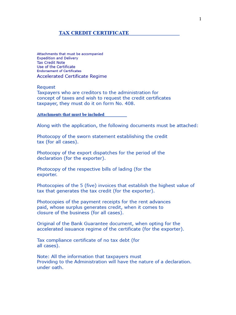 Certificate of Tax Credit | PDF | Taxes | Tax Credit