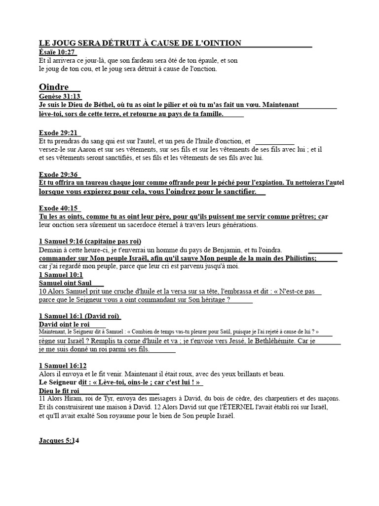 L'Onction et la Libération Spirituelle | PDF | Onction | Doctrines et ...