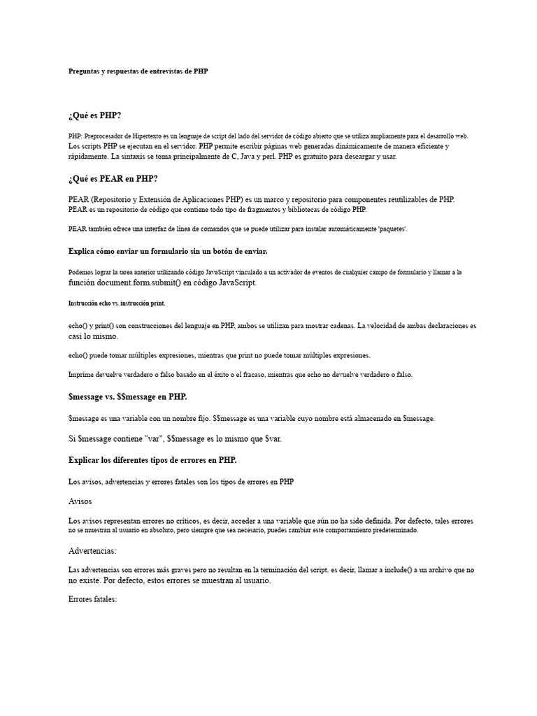 Preguntas de Entrevista de PHP | PDF | Php | Script Java