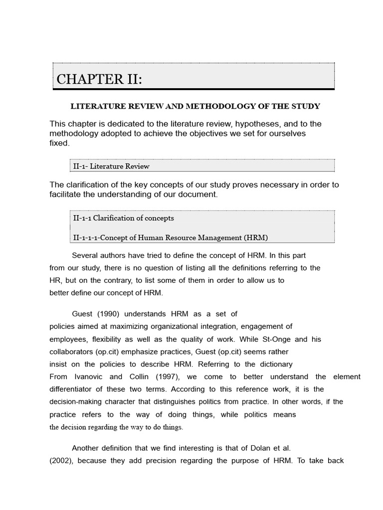 Literature Review and Methodology of The Study | PDF | Human Resource ...