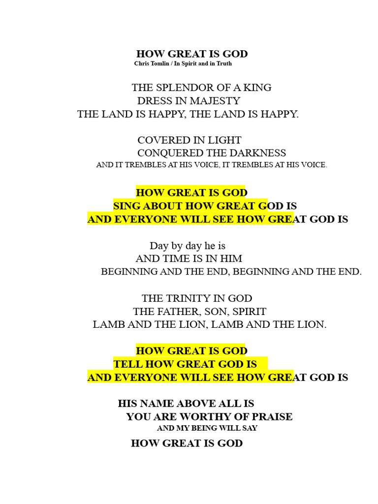 How Great Is God Lyrics | PDF