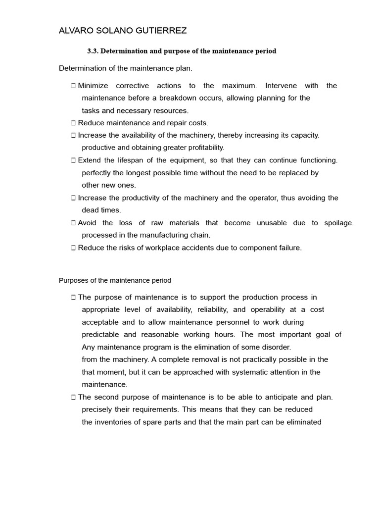 3.3 Determination and Purpose of The Maintenance Period | PDF | Systems ...