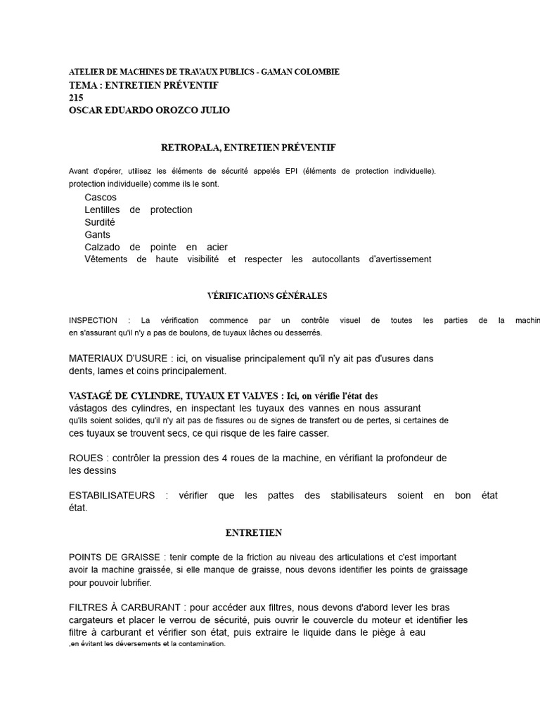 Entretien Préventif des Machines de TP | PDF
