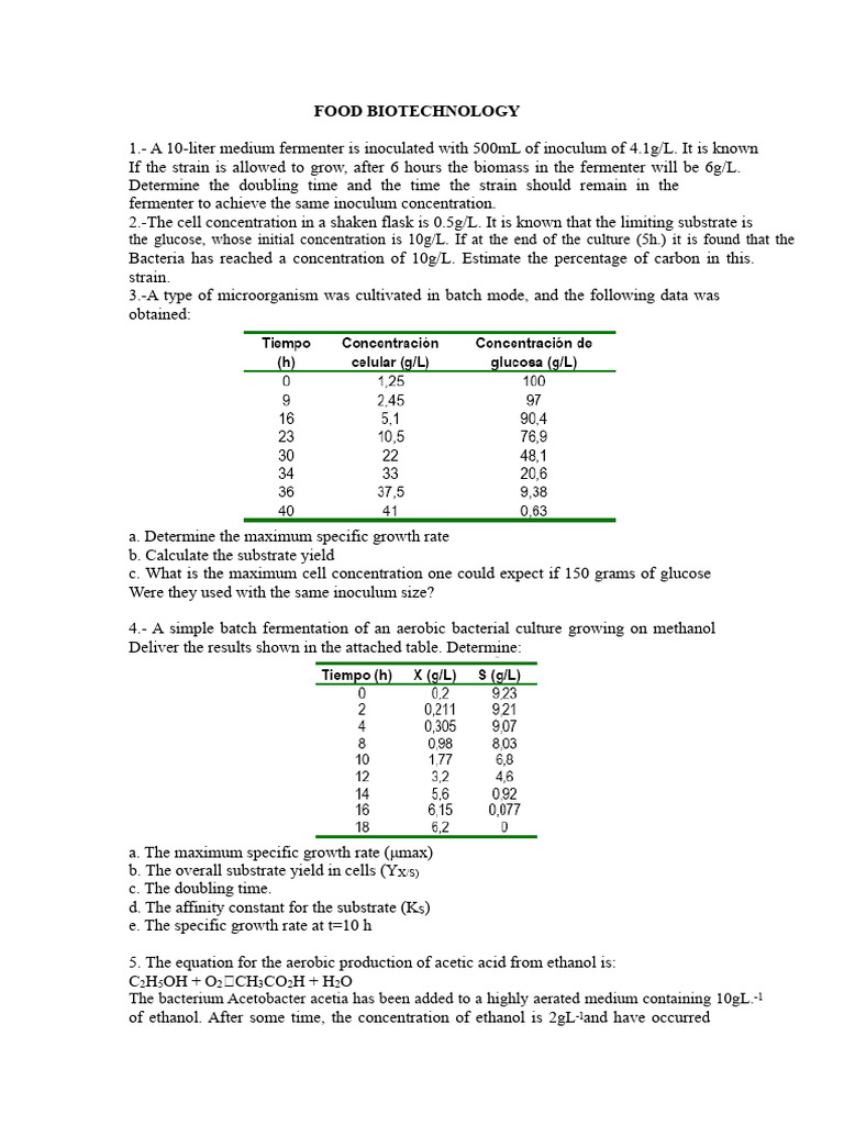 Food Biotechnology: Growth Rate Analysis | PDF