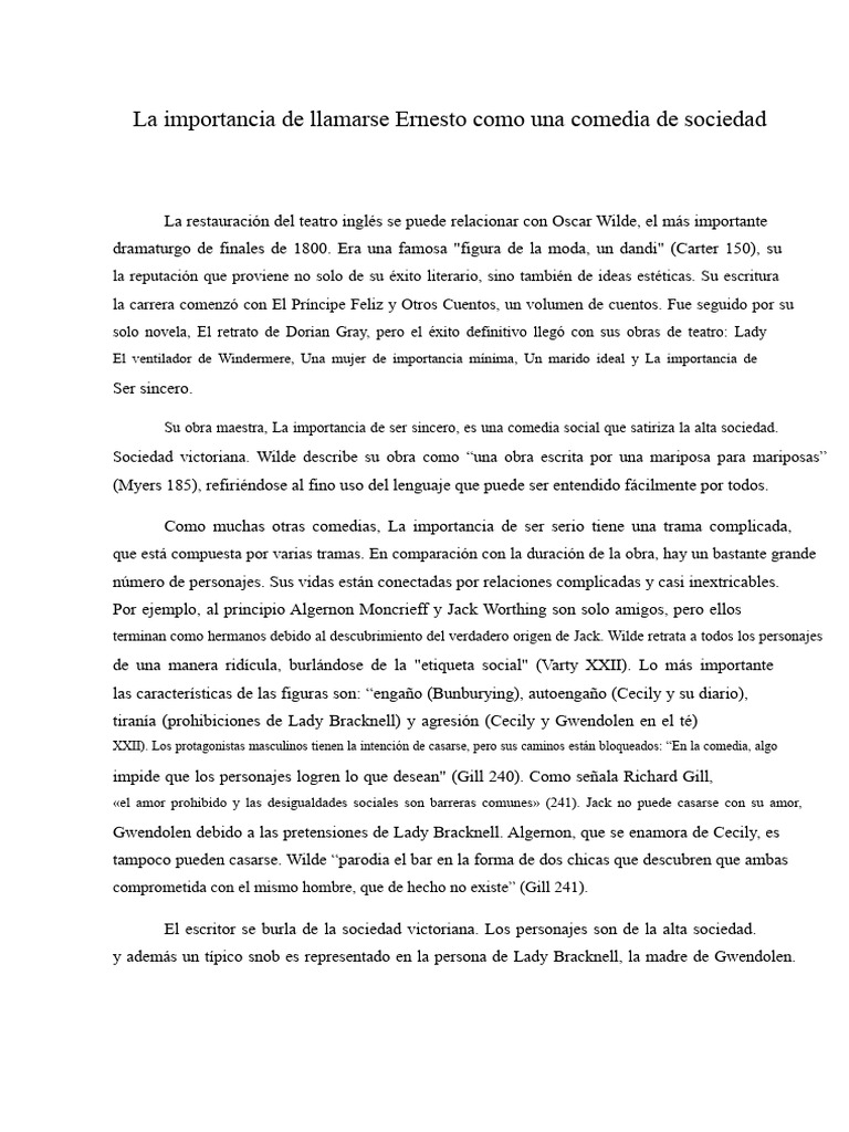 La importancia de llamarse Ernesto como una comedia social | PDF ...