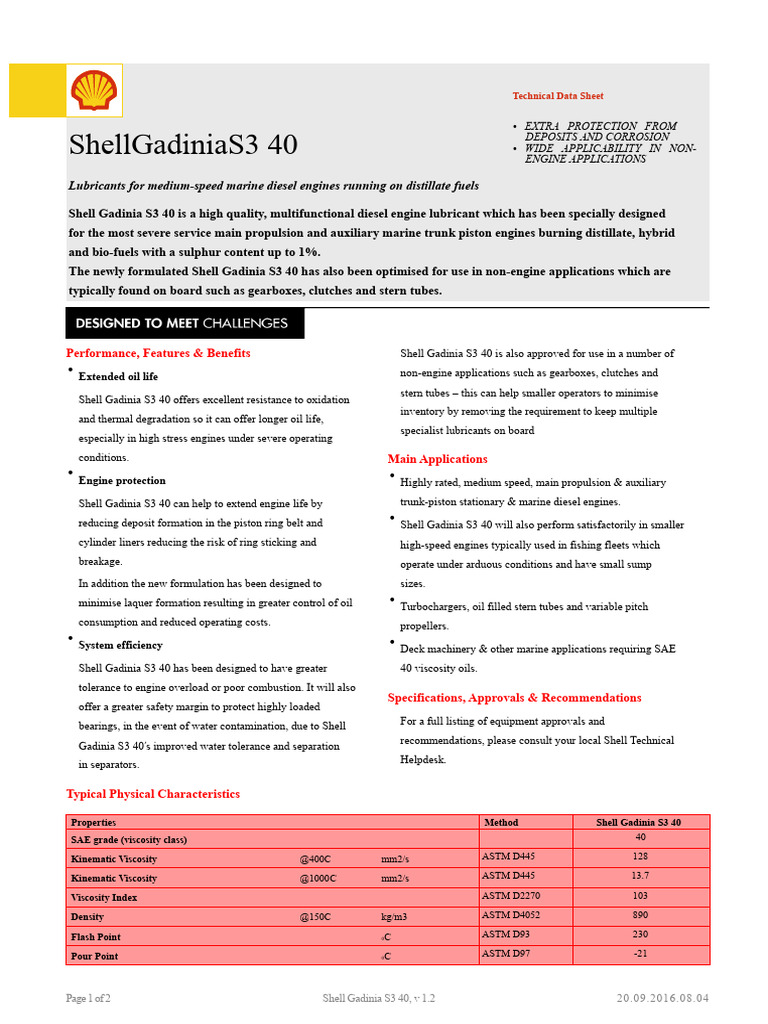 shell-gadinia-s3-40.pdf | PDF | Diesel Engine | Engines