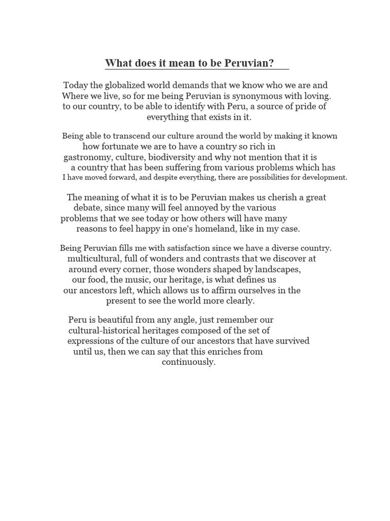 What Does It Mean to Be Peruvian | PDF