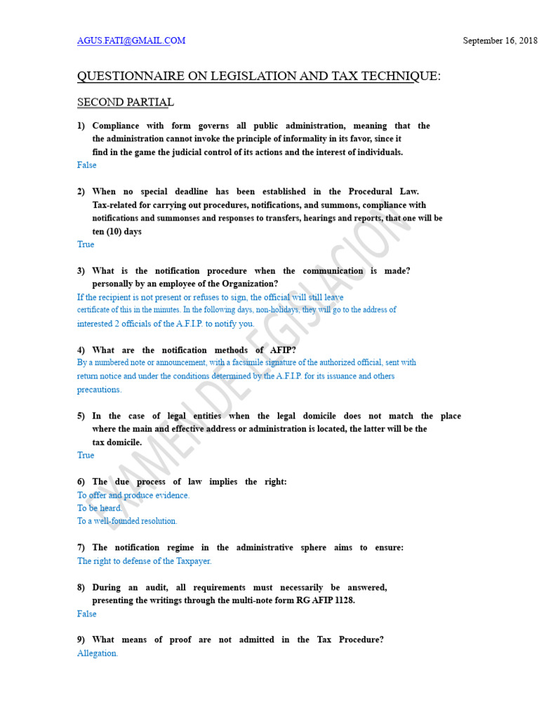 Tax Procedure Compliance Questionnaire | PDF | Taxes | Capital Gains Tax