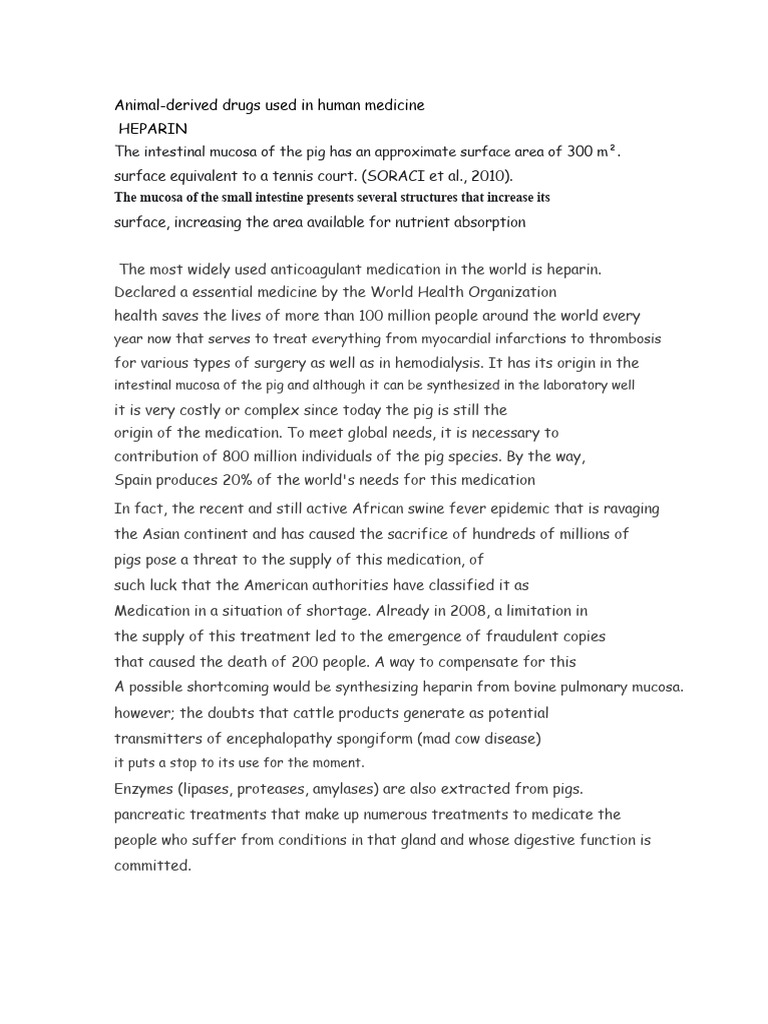 Animal-derived drugs used in human medicine | PDF | Heart | Biology