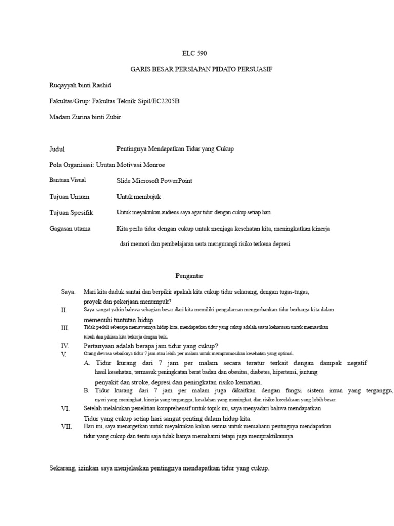 Garis Besar Pidato Persuasif | PDF