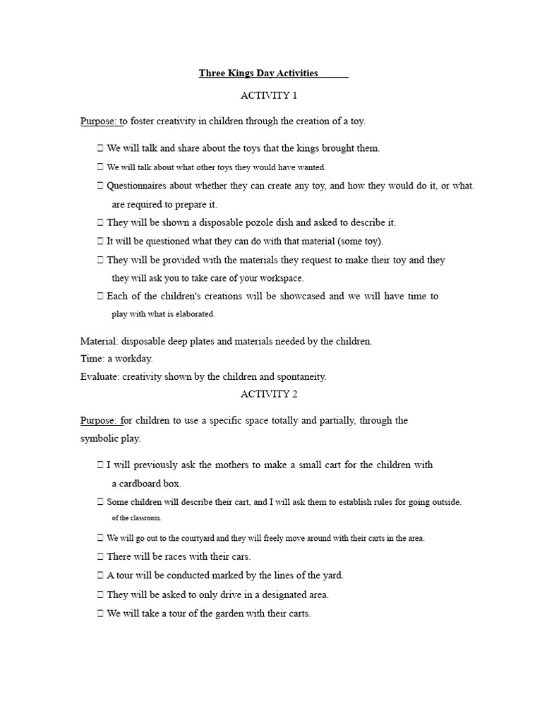 Three Kings Day Activities | PDF | Toys