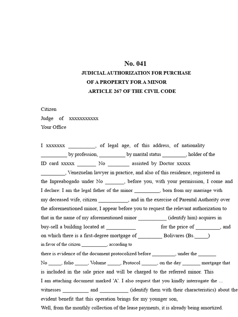 041.doc AUTHORIZATION TO SELL A PROPERTY OF A MINOR | PDF | Justice | Crime & Violence