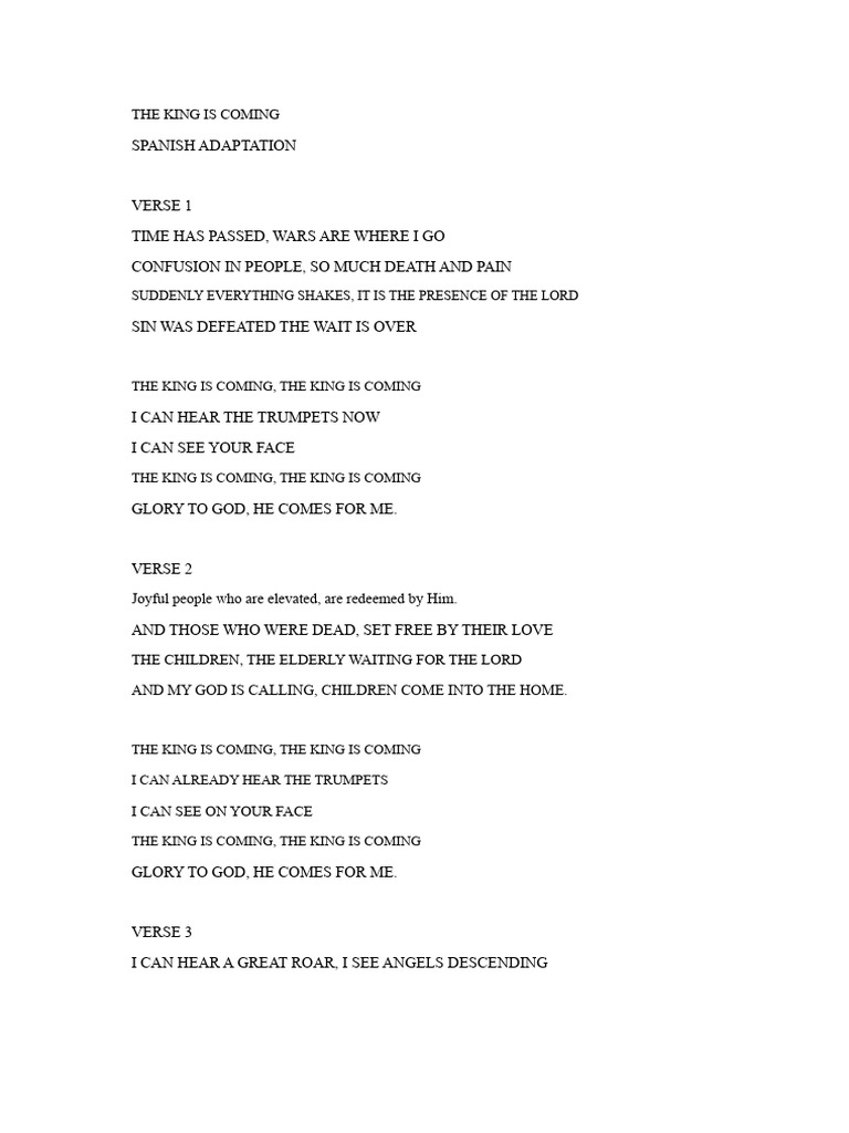 The King Is Coming Lyrics | PDF