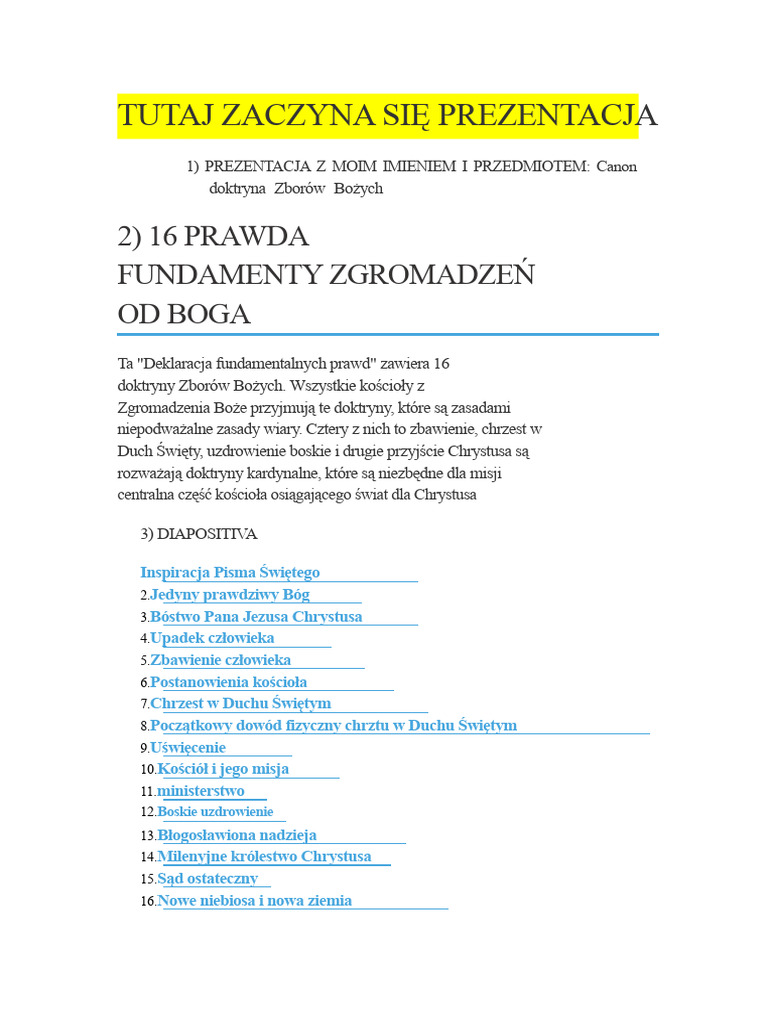 Klasa 1 Doktryny Zborów Bożych | PDF